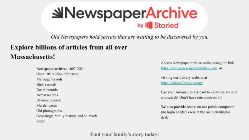 Adams Free Library | Books & Digital Media | Library in the Berkshires ...